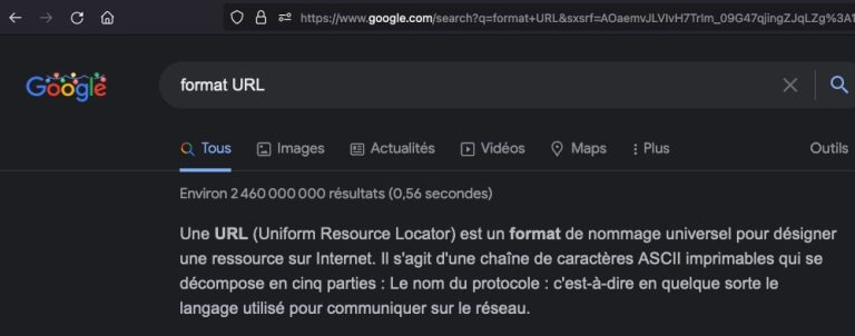 La structure d'une URL ou de l'adresse d'une page web